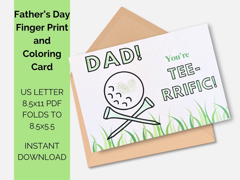 Father's Day Fingerprint Coloring Craft Card for Dad, INSTANT DOWNLOAD ...