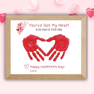 Valentine Handprint Keepsake Art, Fingerprint Heart Keepsake, Handprint ...