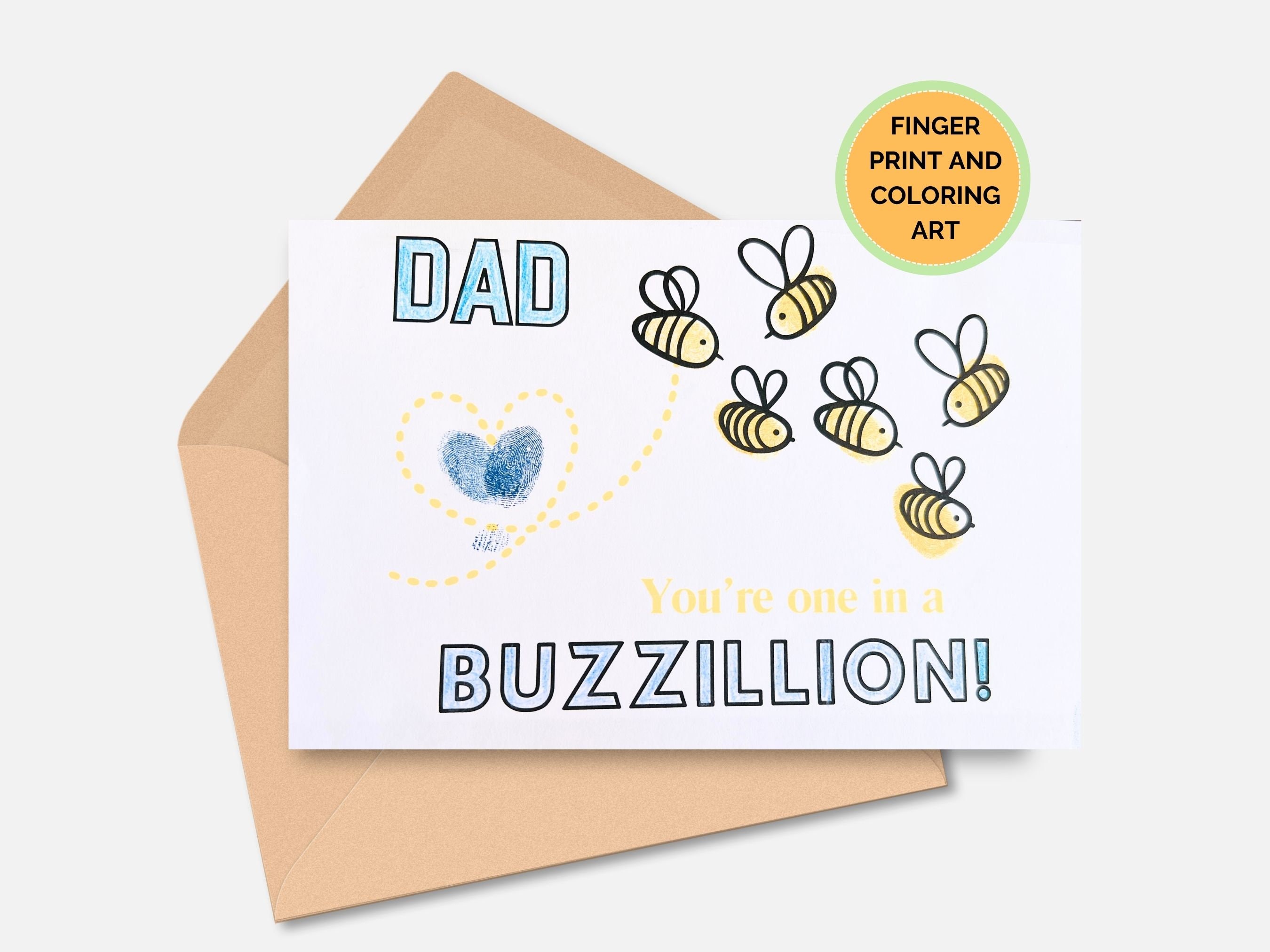 Father’s Day Fingerprint Card, Bee Card, Father's Day Craft Finger ...