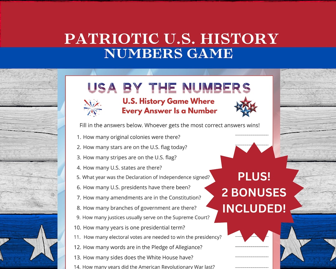 USA History Trivia Game, Numbers Trivia, Numbers Challenge, Color by ...