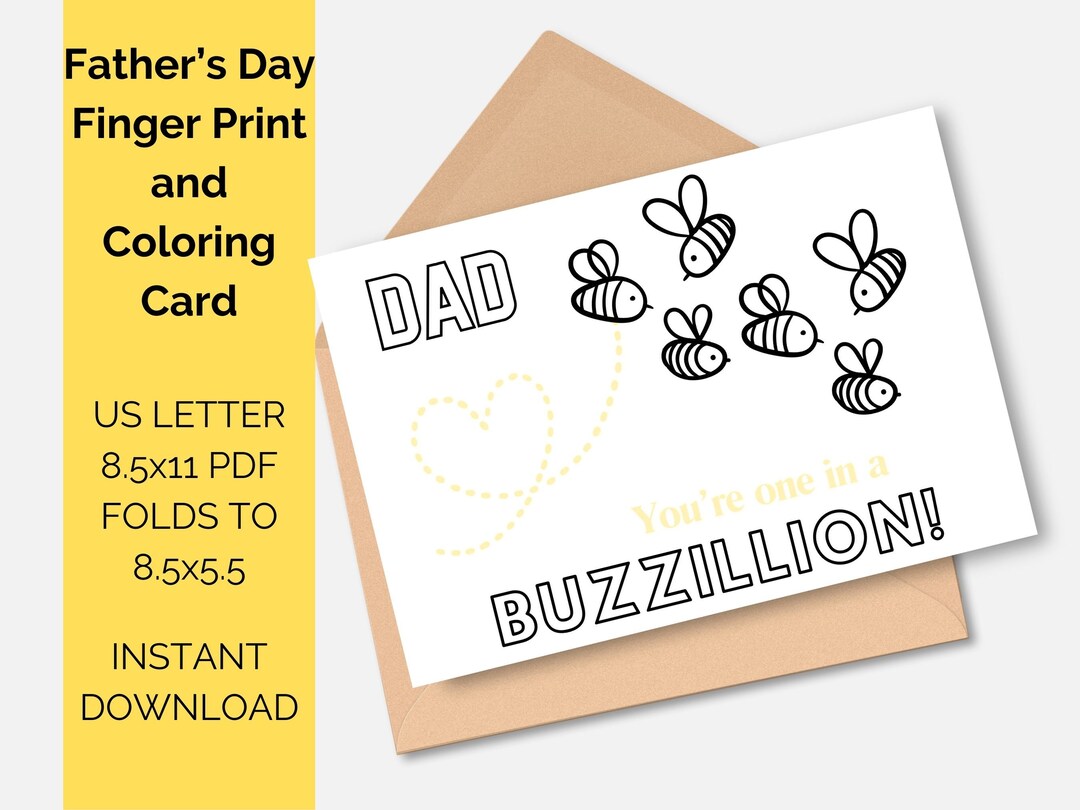 Father’s Day Fingerprint Card, Bee Card, Father's Day Craft Finger ...