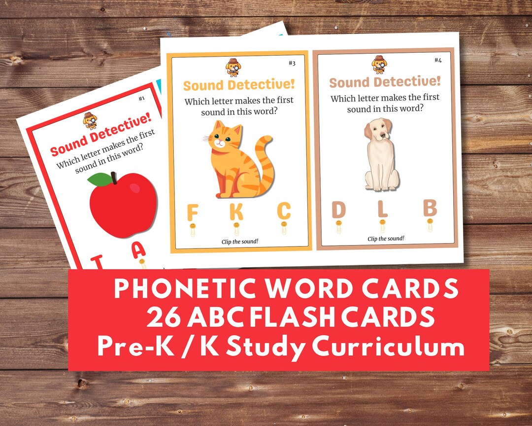 Alphabet Sound Flash Cards-beginning Sounds Clip Cards, Phonics Flash ...