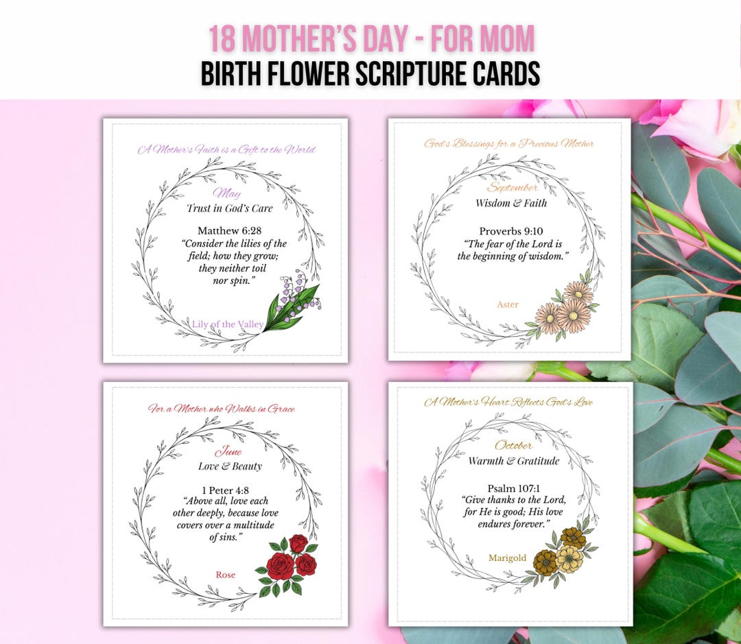 Floral Mother's Day Bible Verse Cards | Mom Scripture Cards | Bible ...