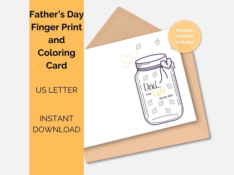 Father’s Day Fingerprint Card, Lightning Bugs, Finger Paint Craft ...