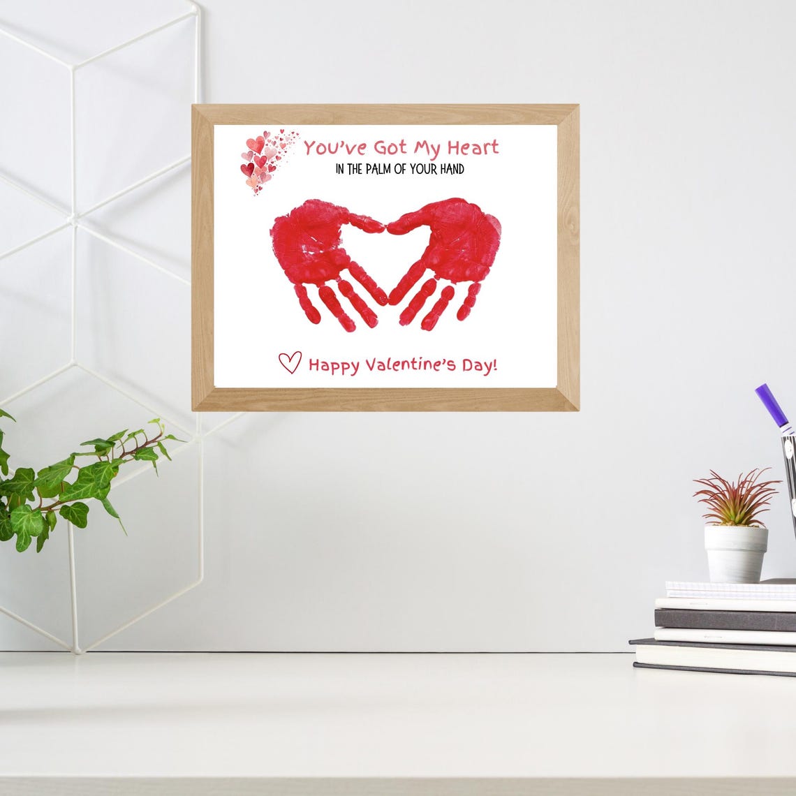 Valentine Handprint Keepsake Art, Fingerprint Heart Keepsake, Handprint ...