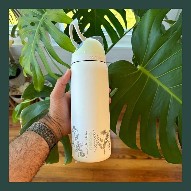 Plants / Flowers Engraved Owala Bottle, 32oz Owala Freesip, Plants ...