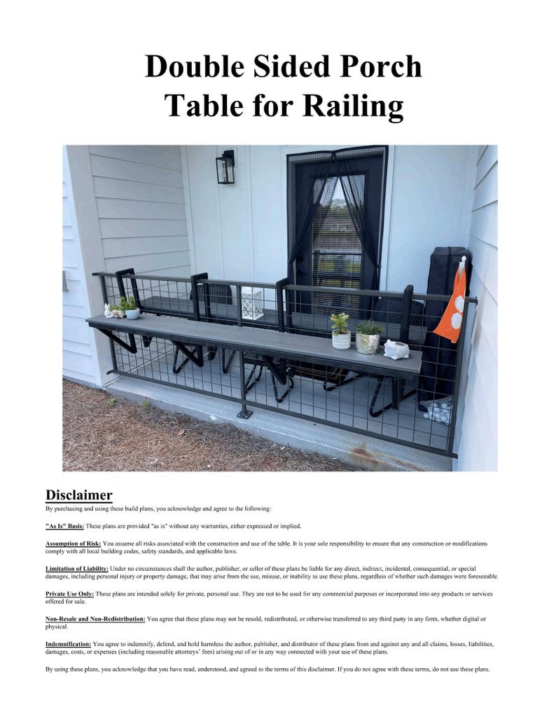 Double-sided Porch Table for Railing – DIY Build Plans - Etsy