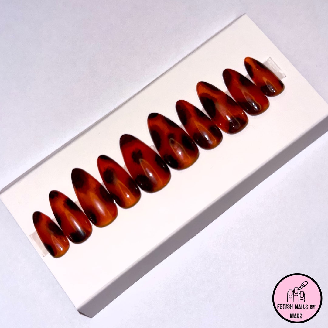 Tortoise Shell Press on Nails: Trendy Almond Nail Set - Etsy