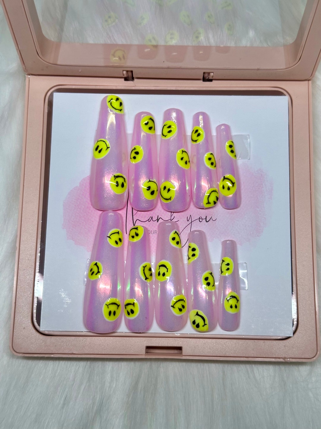 Chrome Nails | Festival Nails | Smiley Face Nails | Summer Nails ...