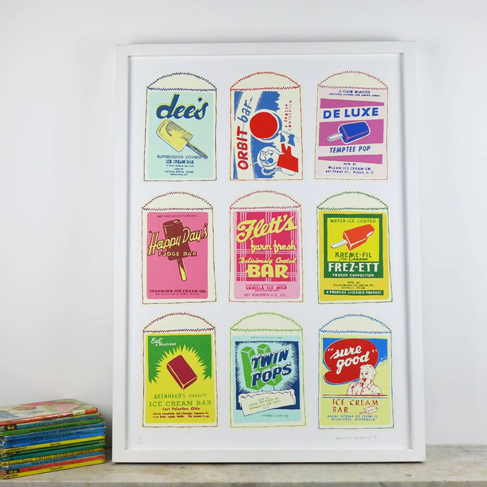 Retro Ice Creams Screenprint - Limited Edition Hand Printed Screen ...