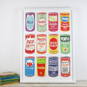 Retro Soda Cans - Limited Edition Hand Printed Screen Print - Free ...