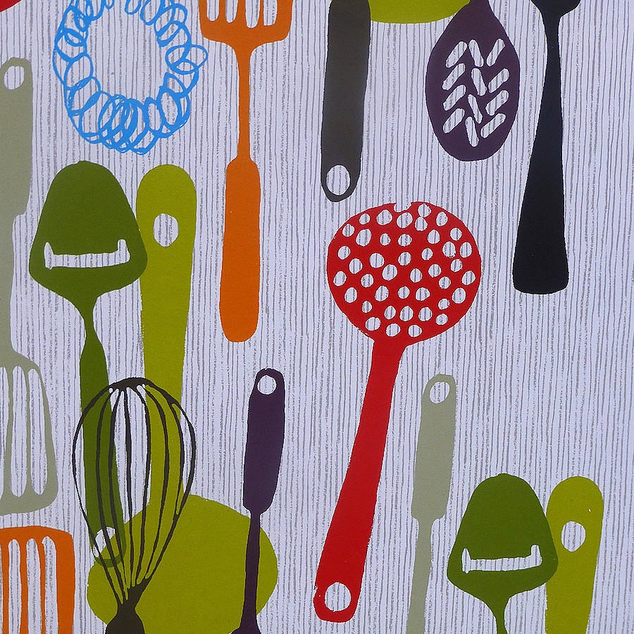 Kitchen Utensils - Limited Edition Hand Printed Screen Print - Free ...