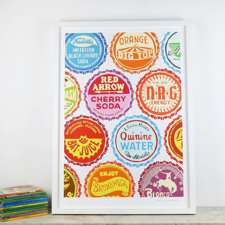 Bottle Tops Screenprint Limited Edition Hand Printed Screen Print Free ...