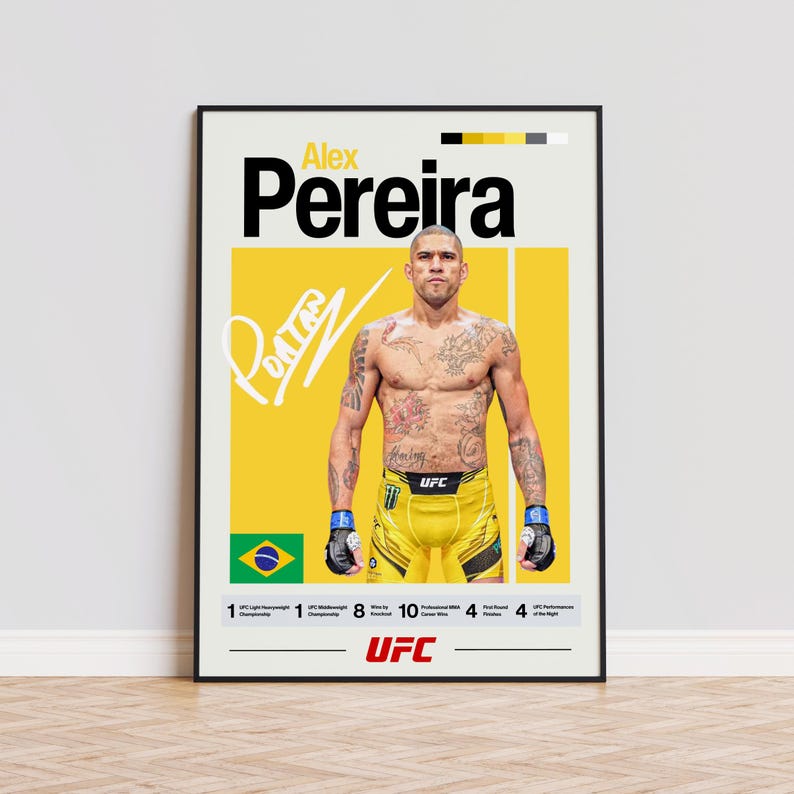 Alex Pereira Poster, UFC Poster, MMA Fighter Boxing Combat Sports ...