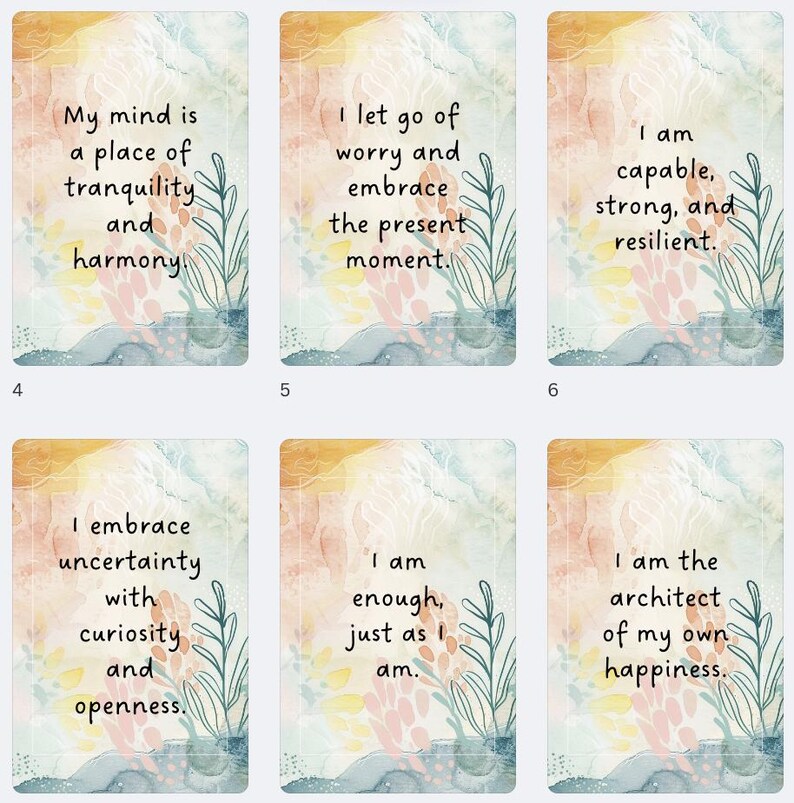 Affirmations for Anxiety - Etsy