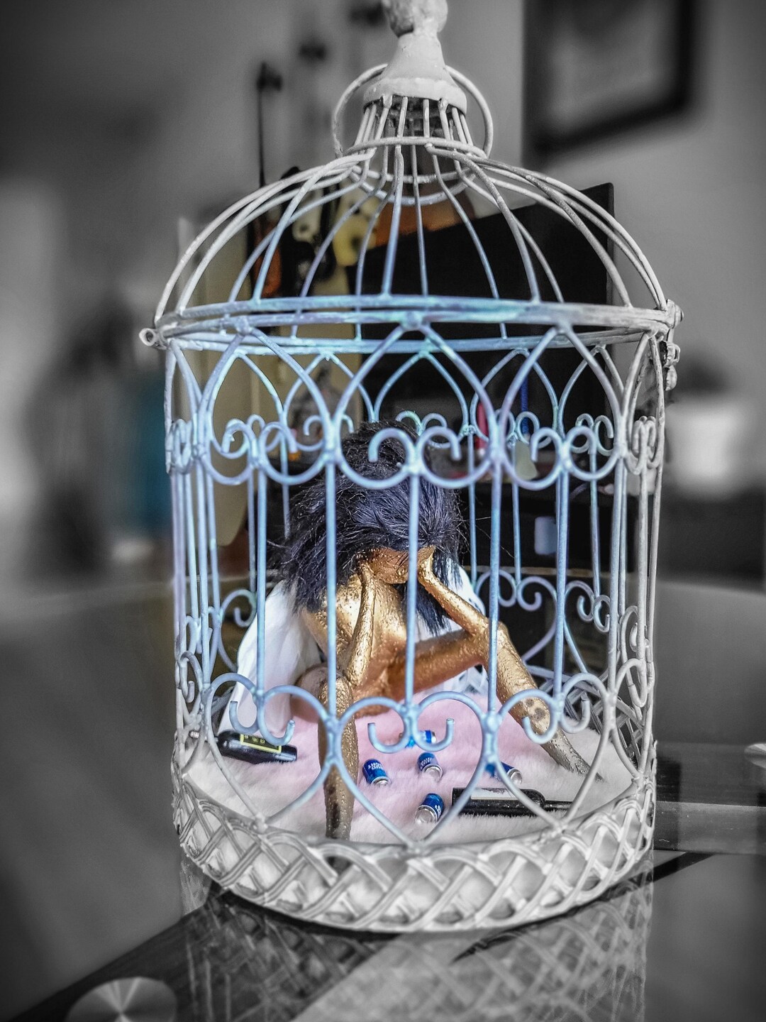 Grounded Angel Diorama: Golden Angel in Penalty Cage - Etsy