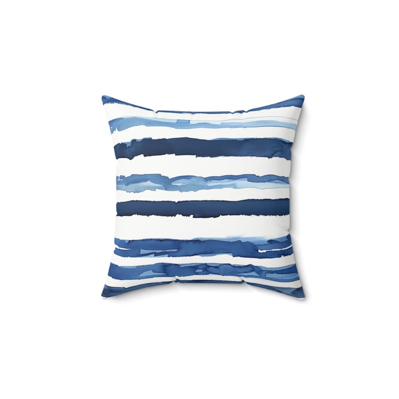 Blue White Stripe Throw Pillow, Decorative Pillow, Cushion for Sofa ...