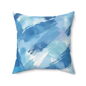 Abstract Light Pastel Blue Throw Pillow, Brush Stroke, Sky Blue, Modern ...