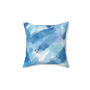 Abstract Light Pastel Blue Throw Pillow, Brush Stroke, Sky Blue, Modern ...