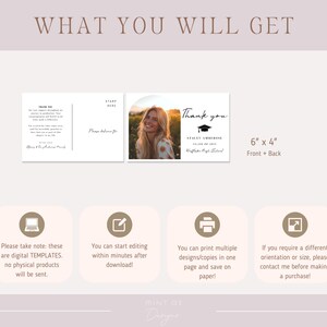 Graduation Thank You Card | DIY Editable Template | Grad Photo Card ...