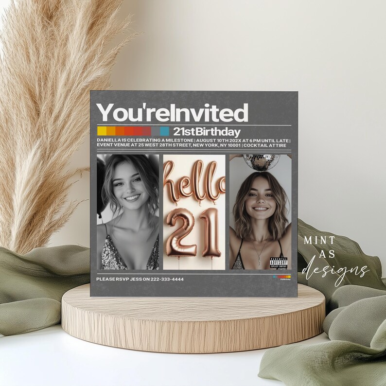 The Weeknd Birthday Invitation Template | Square Modern Party Invite ...