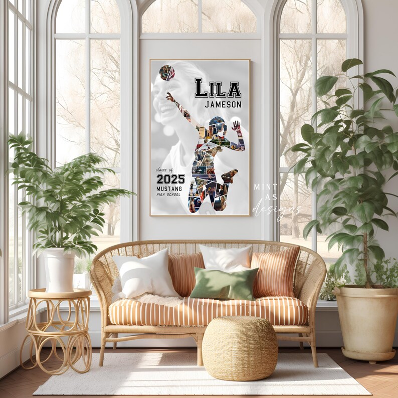 Volleyball Graduation Photo Collage Sign Template | Senior Poster ...