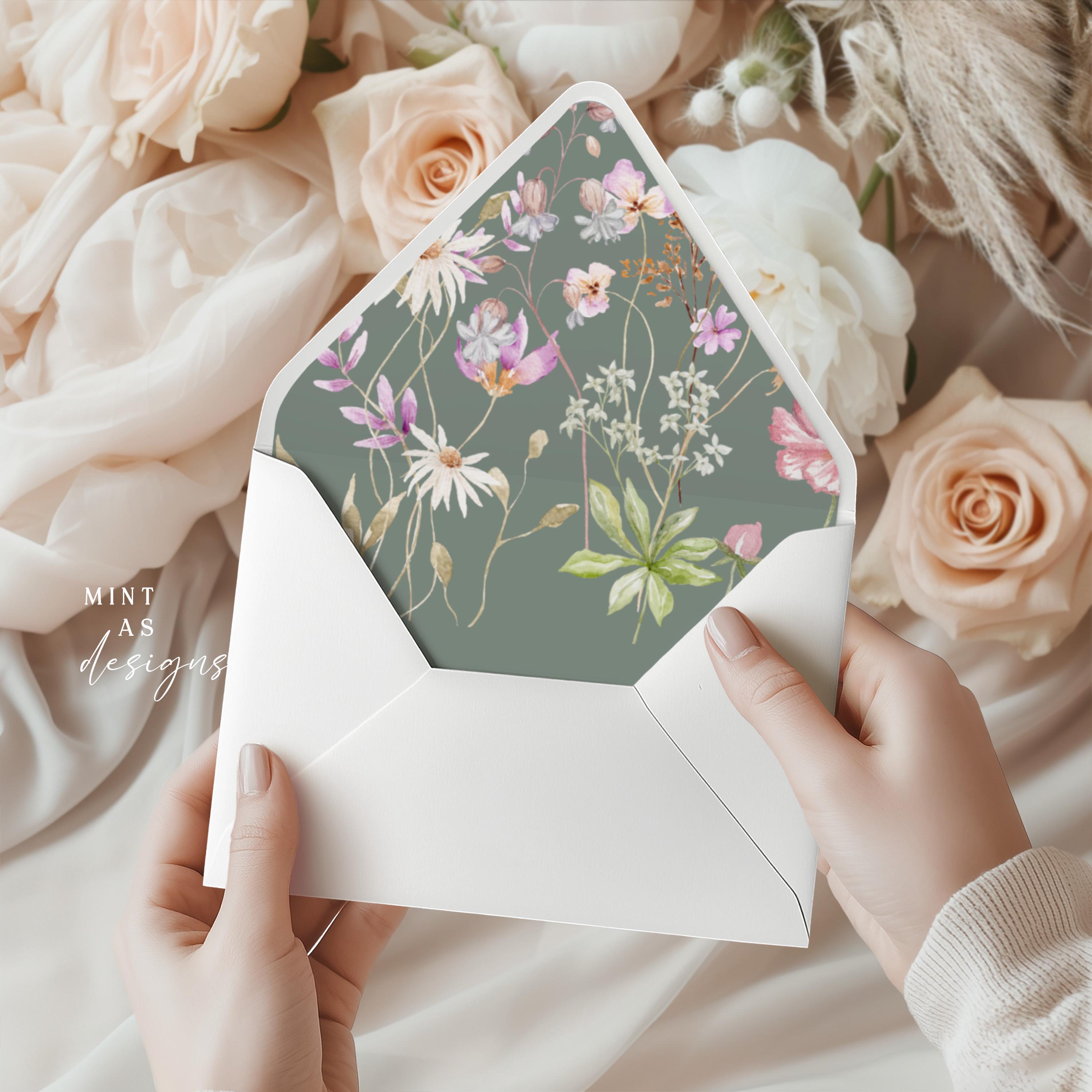 Wildflower Arch Wedding Invitation Template | Modern Stackable Suite ...