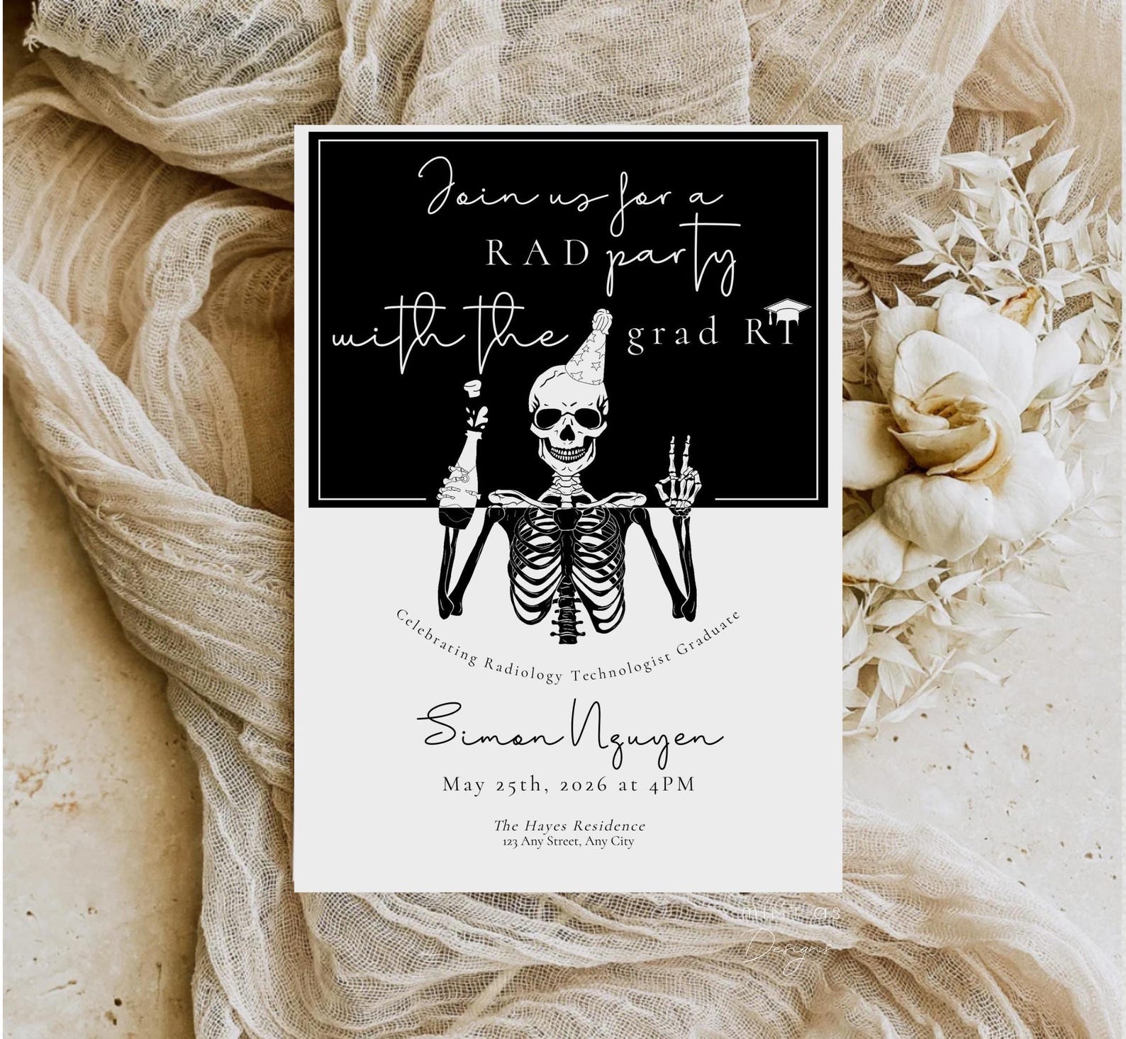 Radiology Tech Graduation Invitation 2026, Funny RT Grad Party Invite ...
