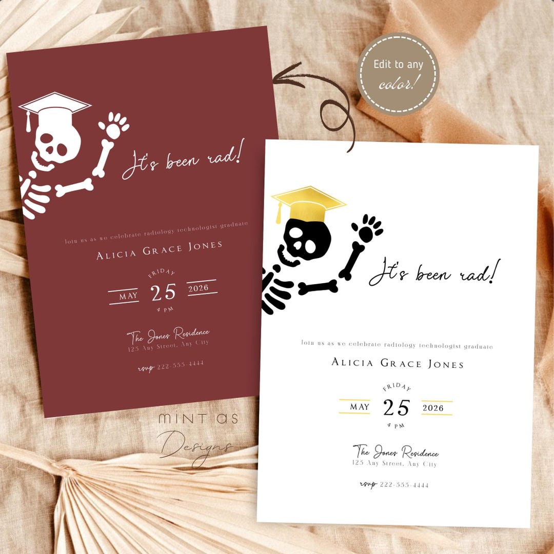 Fun Radiology Tech Graduation Invitation | X-ray CT MRI Ultrasound Grad ...