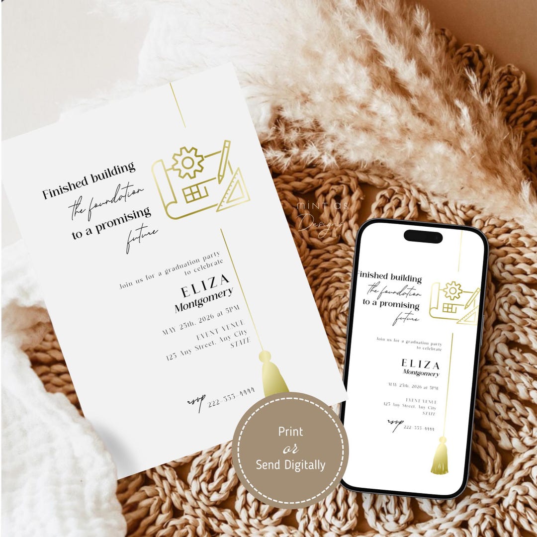 Architecture Graduation Invitation, Civil Engineer Grad Party Invite ...