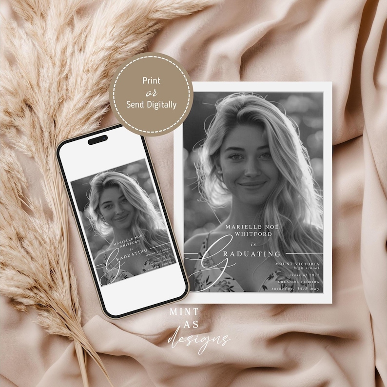 Graduation Announcement Kit | Corjl Editable Grad Announcement | Photo ...