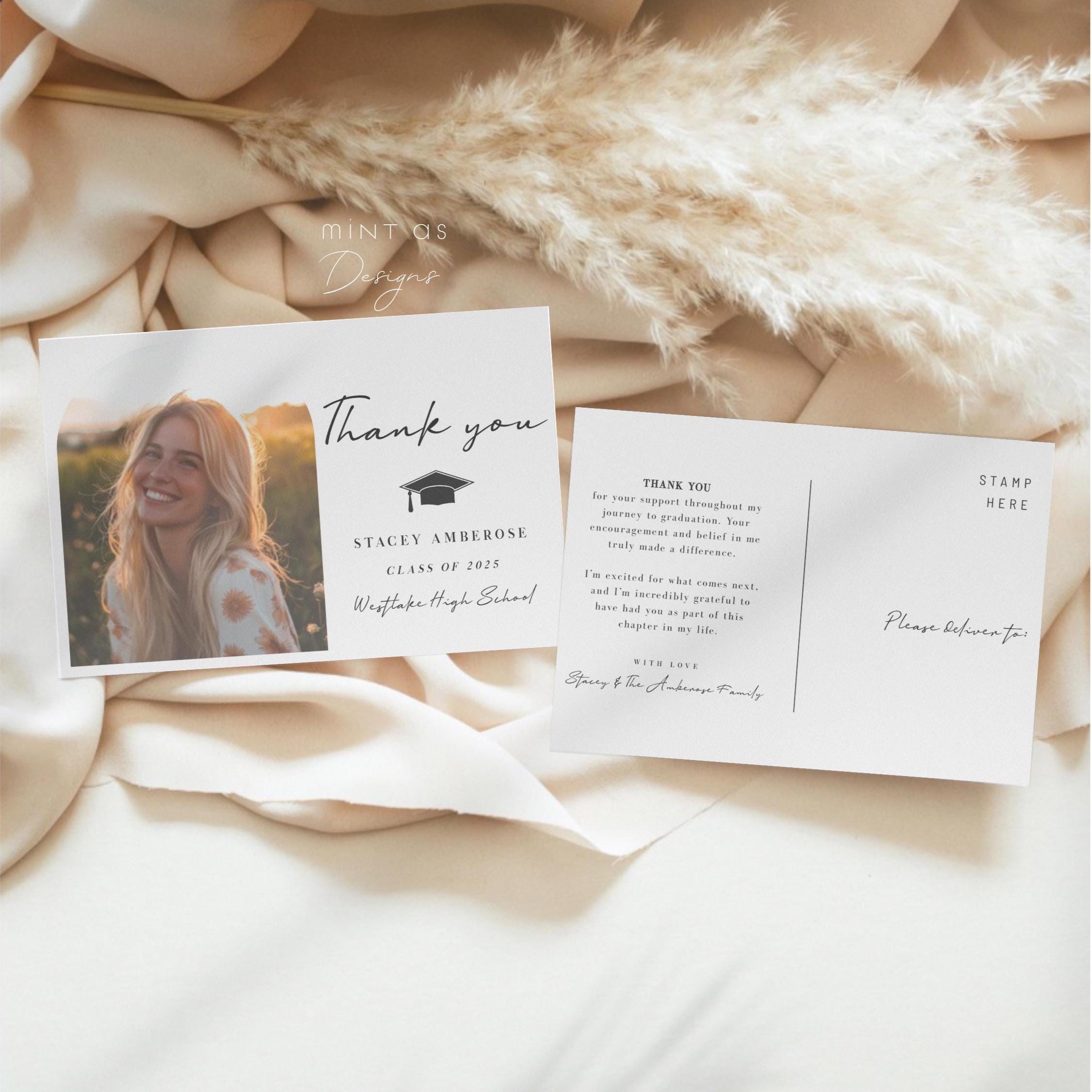 Graduation Thank You Card | DIY Editable Template | Grad Photo Card ...