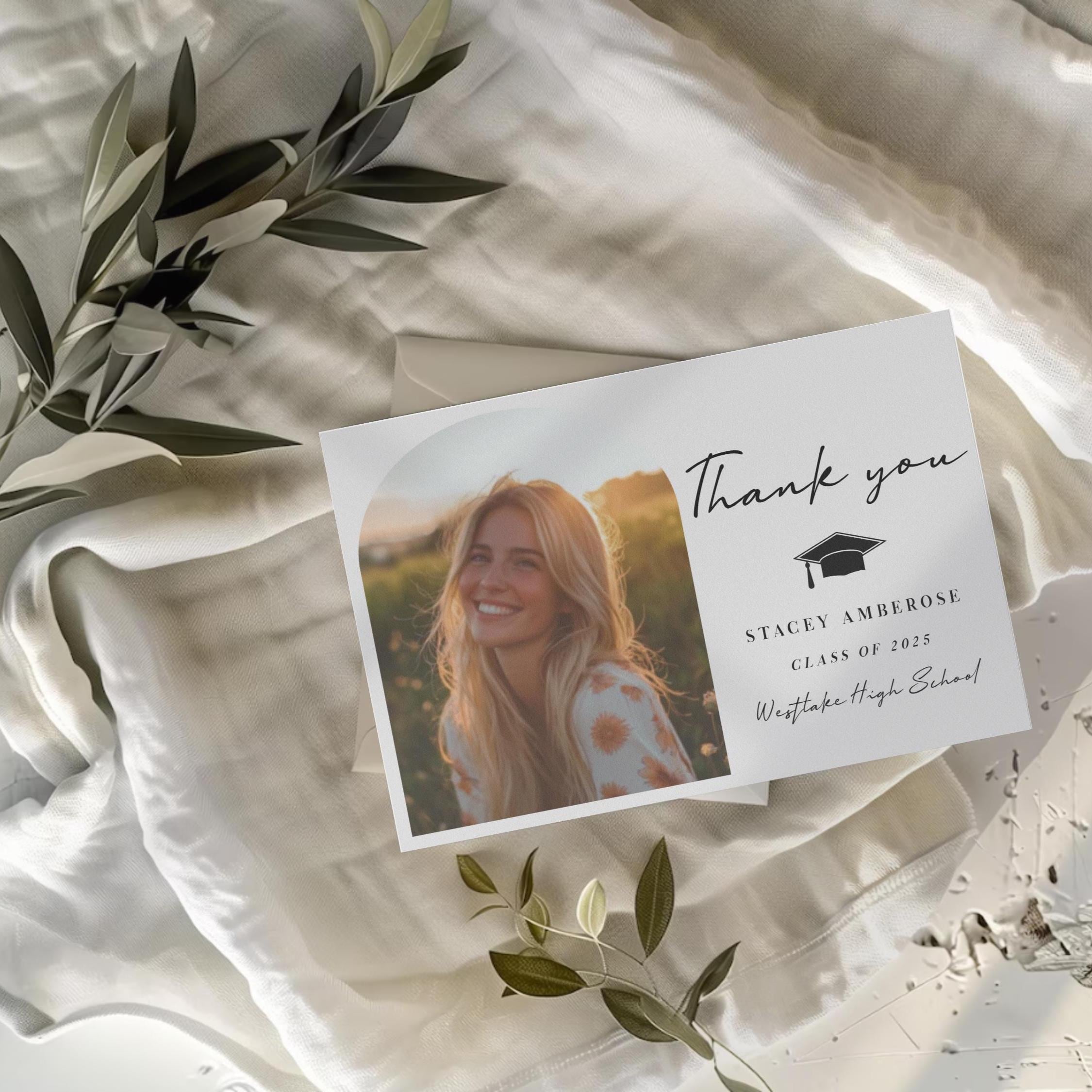Graduation Thank You Card | DIY Editable Template | Grad Photo Card ...