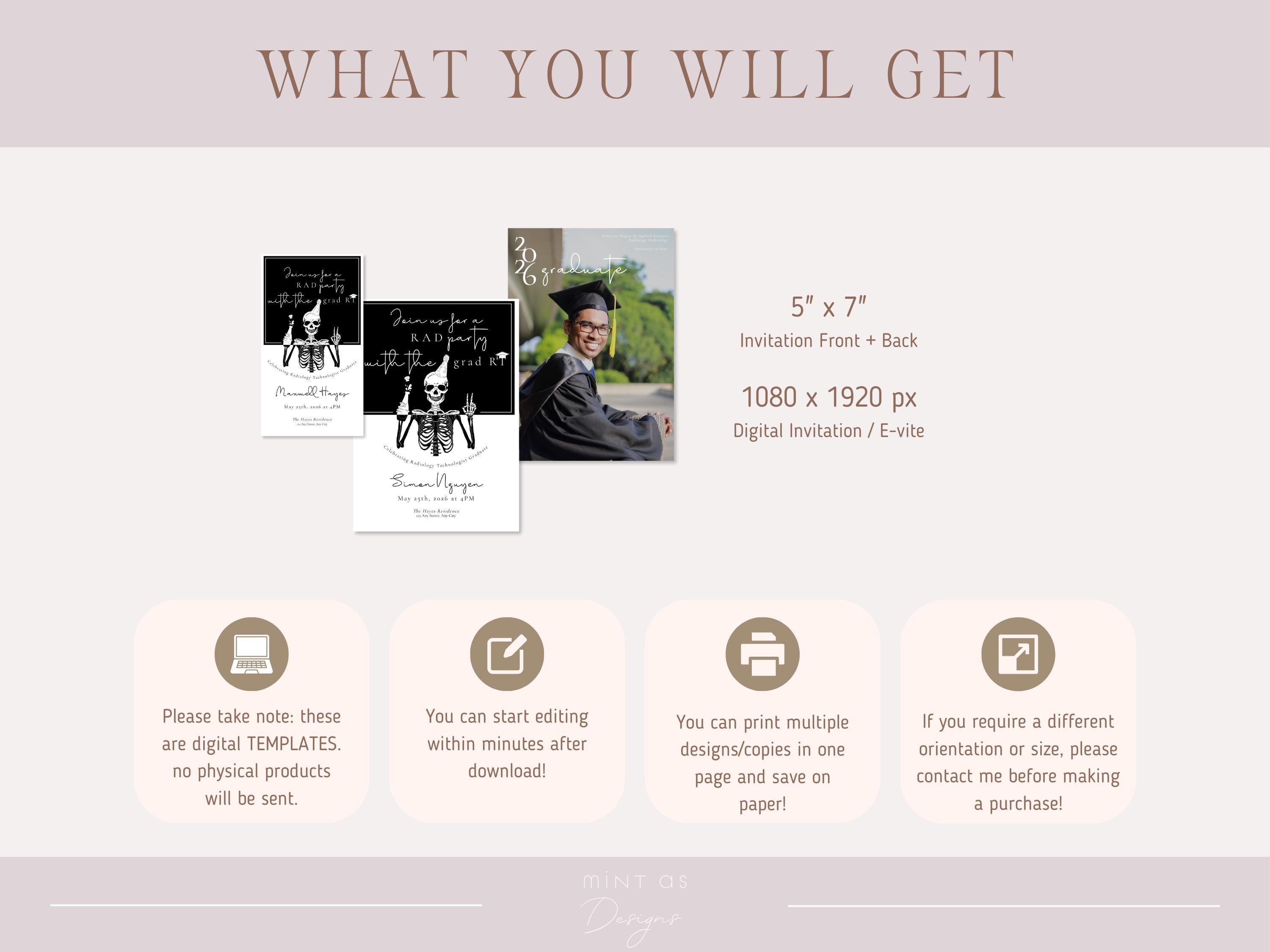 Radiology Tech Graduation Invitation 2026, Funny RT Grad Party Invite ...