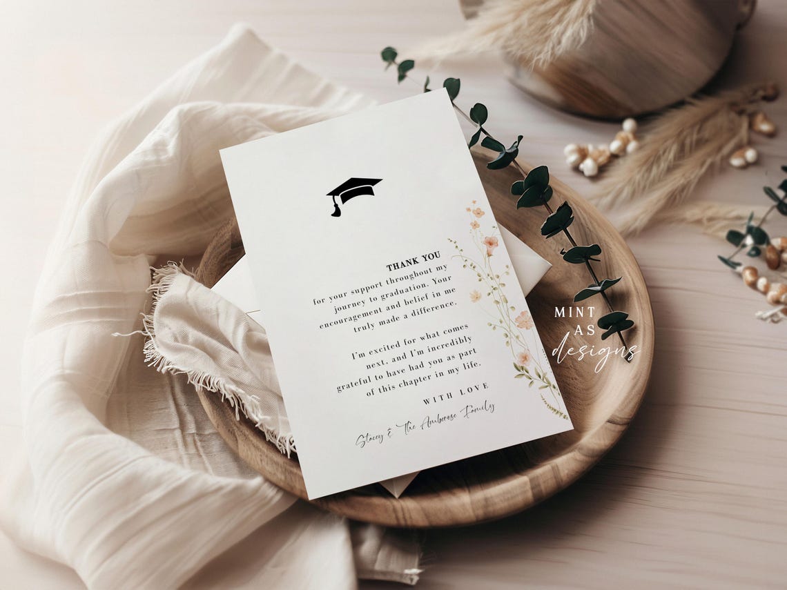 Wildflower Graduation Thank You Card | Floral Grad Party Photo ...