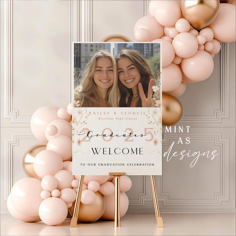 Joint Graduation Welcome Sign Template With Photo | Personalized ...