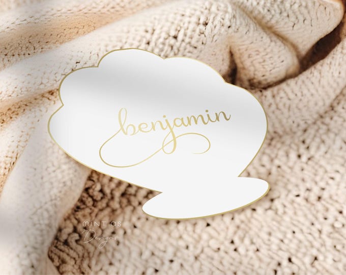 Hand-lettered Scallop Shell Place Cards, Custom Personalized Seashell ...