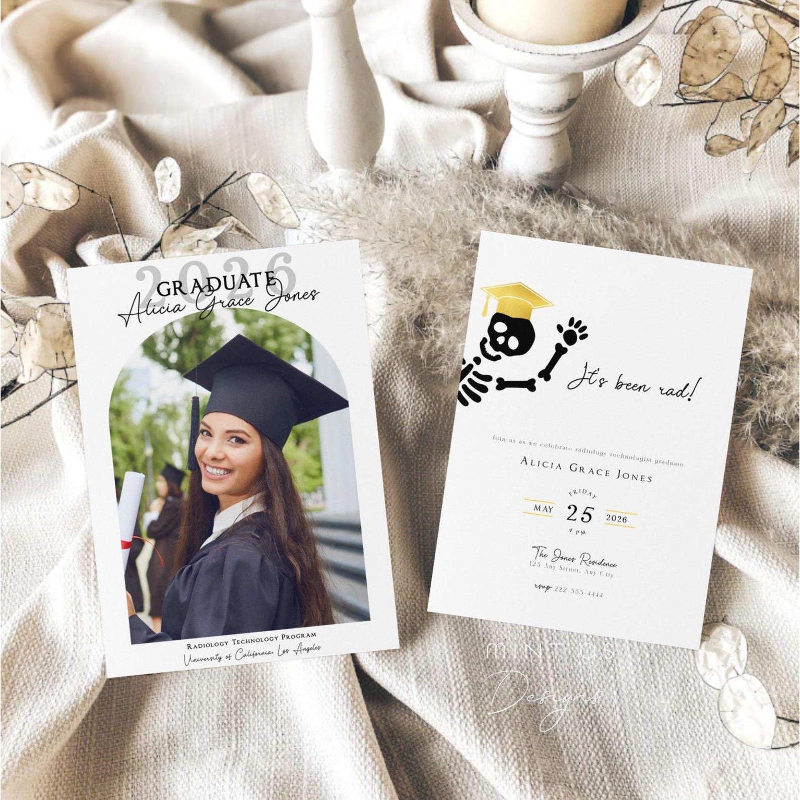 Fun Radiology Tech Graduation Invitation | X-ray CT MRI Ultrasound Grad ...