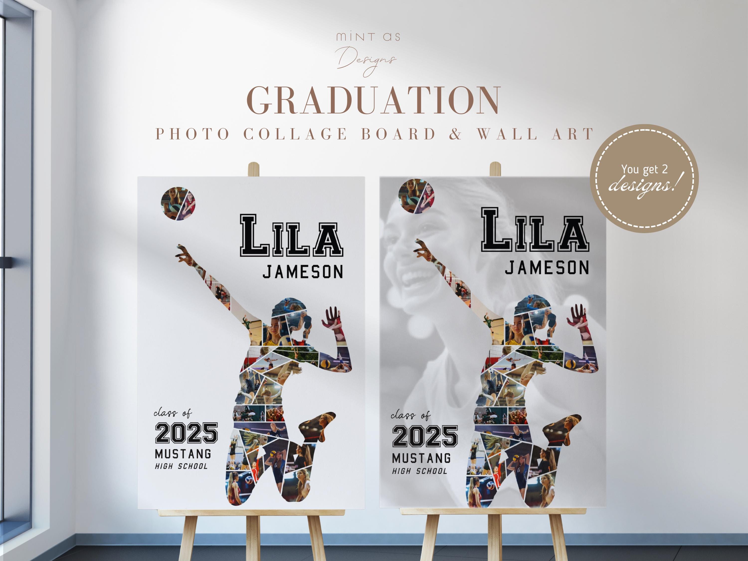 Volleyball Graduation Photo Collage Sign Template | Senior Poster ...