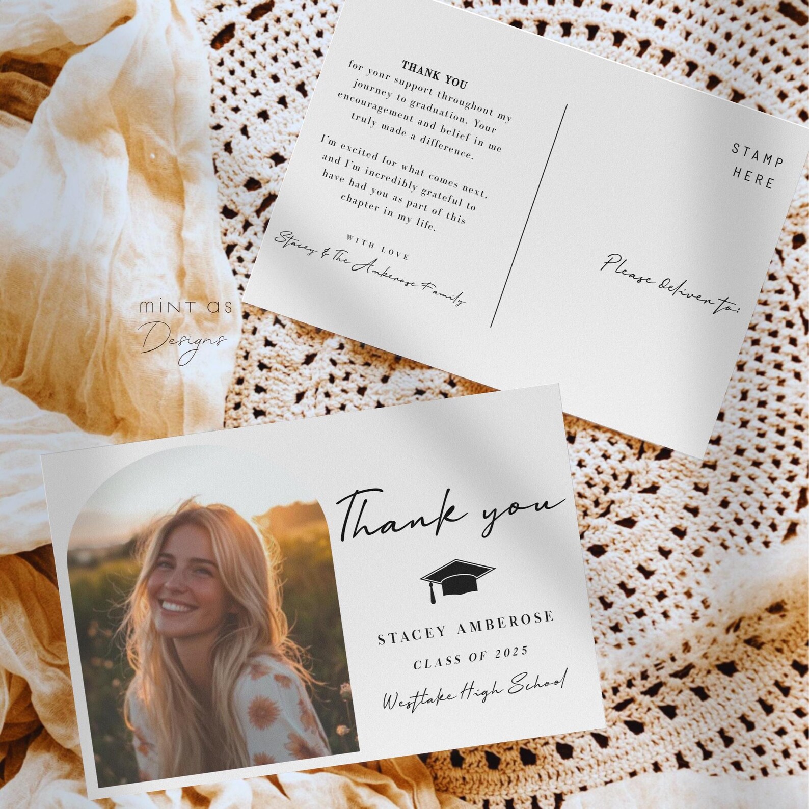 Graduation Thank You Card | DIY Editable Template | Grad Photo Card ...