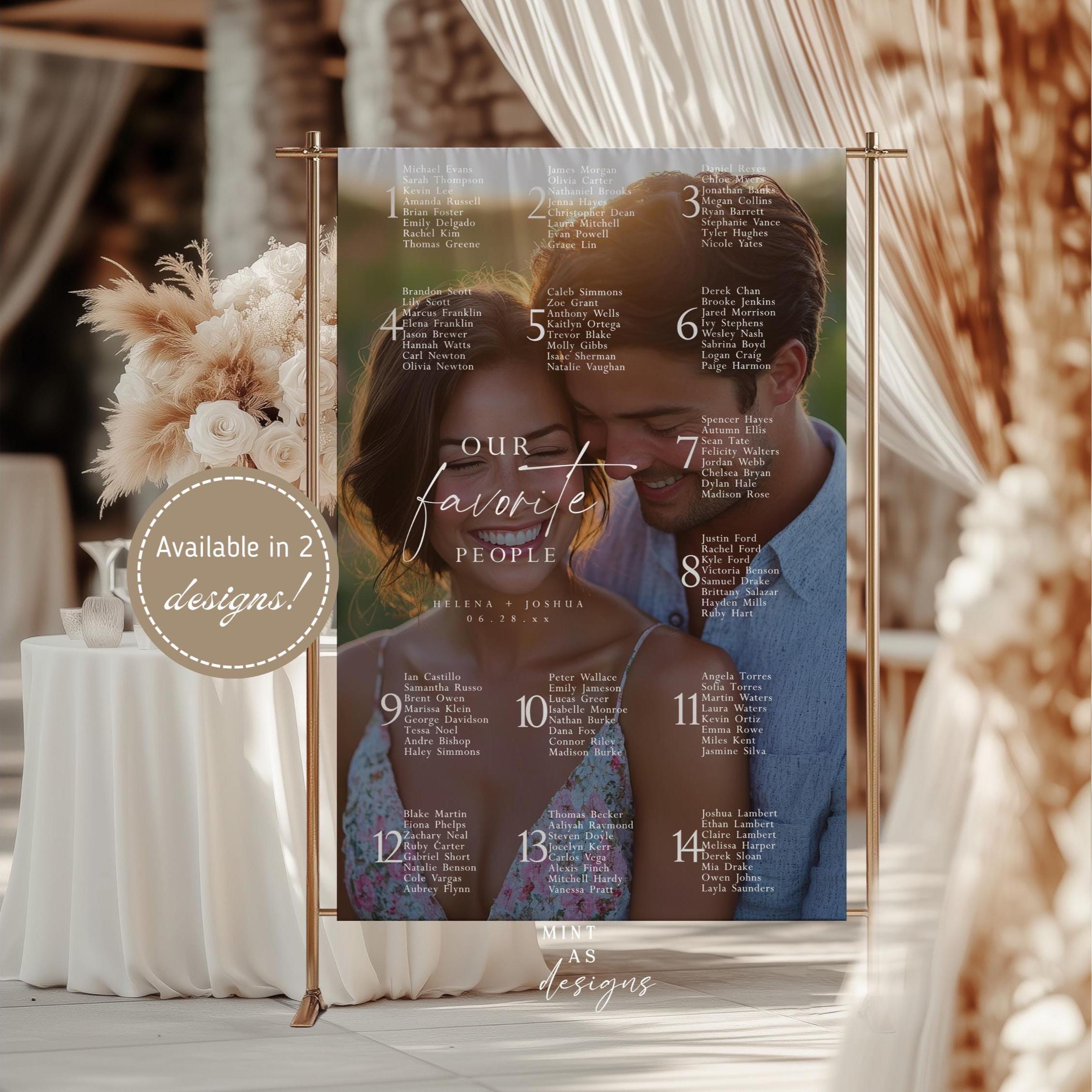 Custom Wedding Seating Chart Template With Photo | Minimalist Reception ...