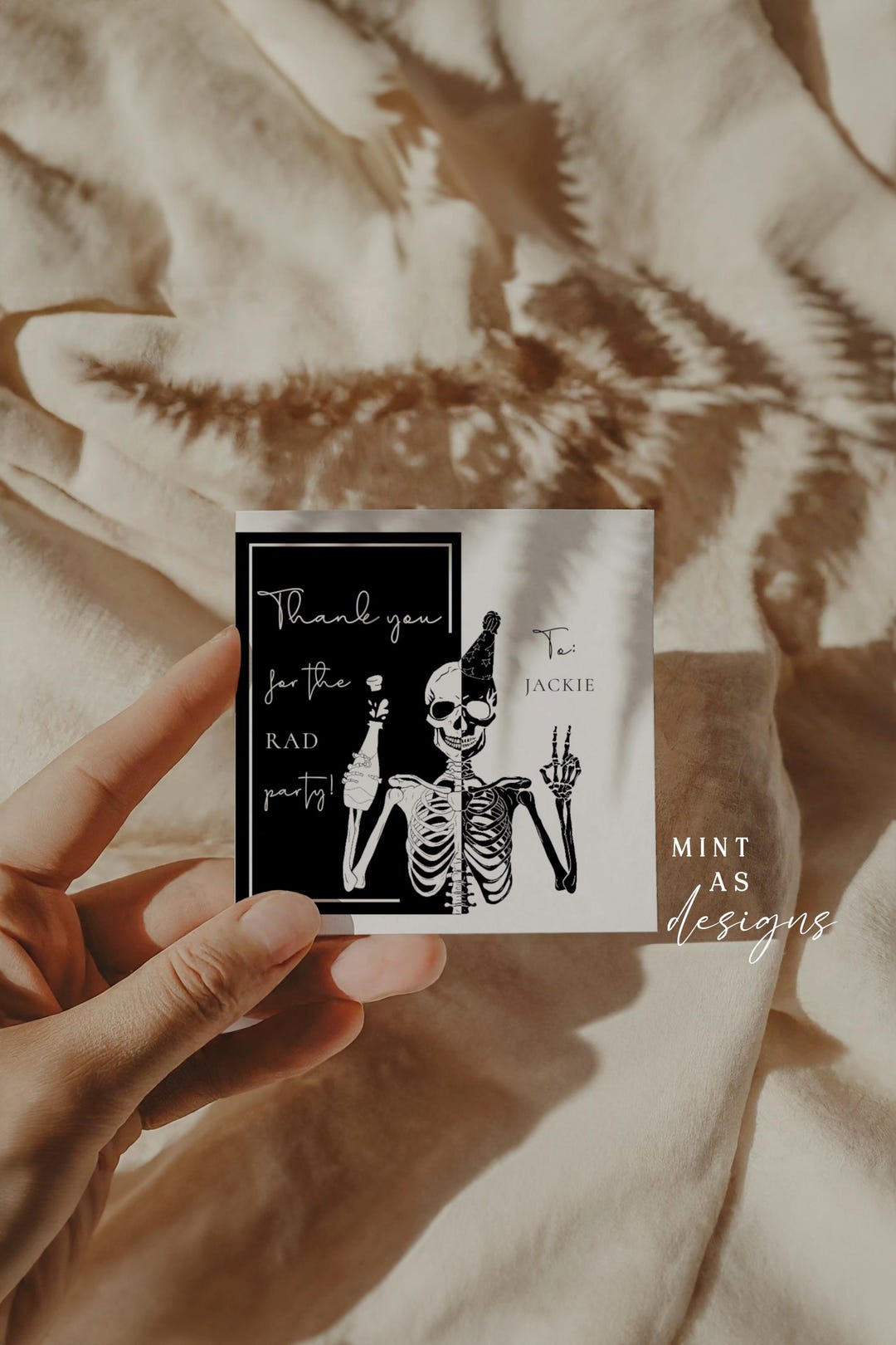 Radiology Graduation Thank You Card Template, Editable Skeleton Folded ...