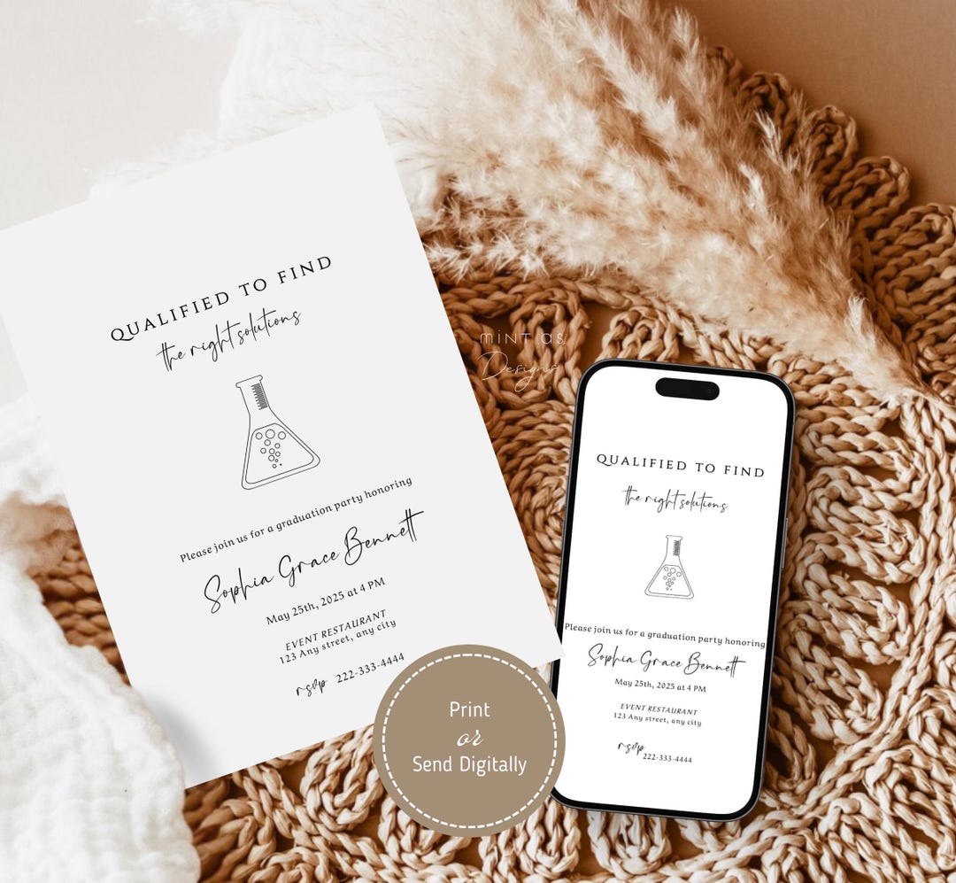 Chemistry Graduation Invitation, Science Grad Party Invite, Bsc ...