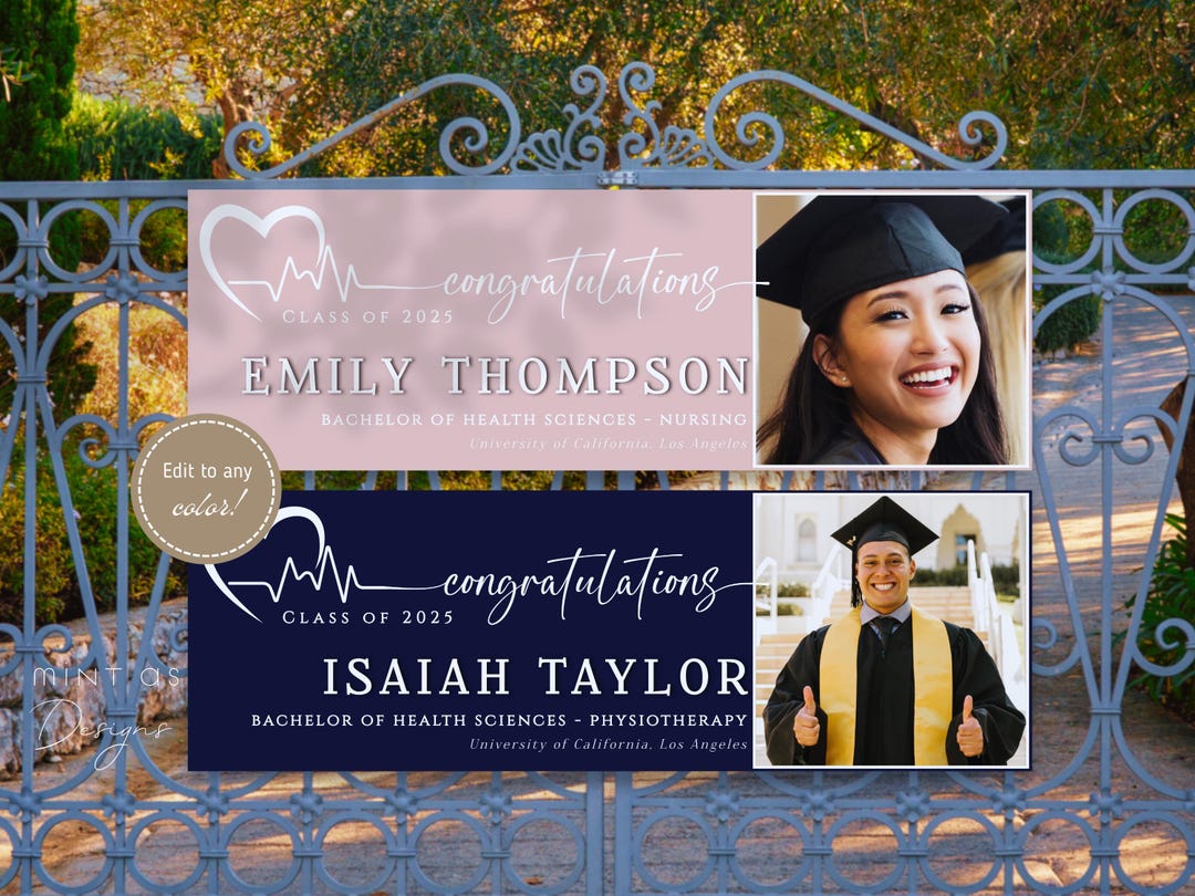 Nursing Graduation Banner Template | Editable Large Grad Sign for ...