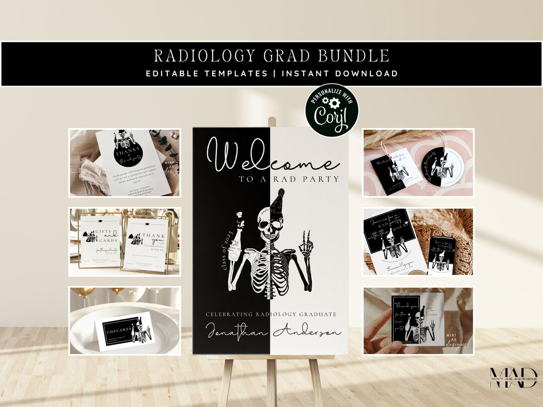 Radiology Technologist Graduation Party Bundle Template | Editable Rad ...