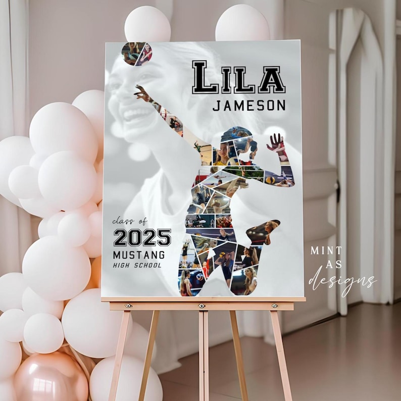 Volleyball Graduation Photo Collage Sign Template | Senior Poster ...