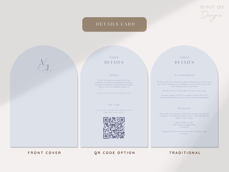 Wildflower Arch Wedding Invitation Template | Modern Stackable Suite | Editable Curved Layered ...