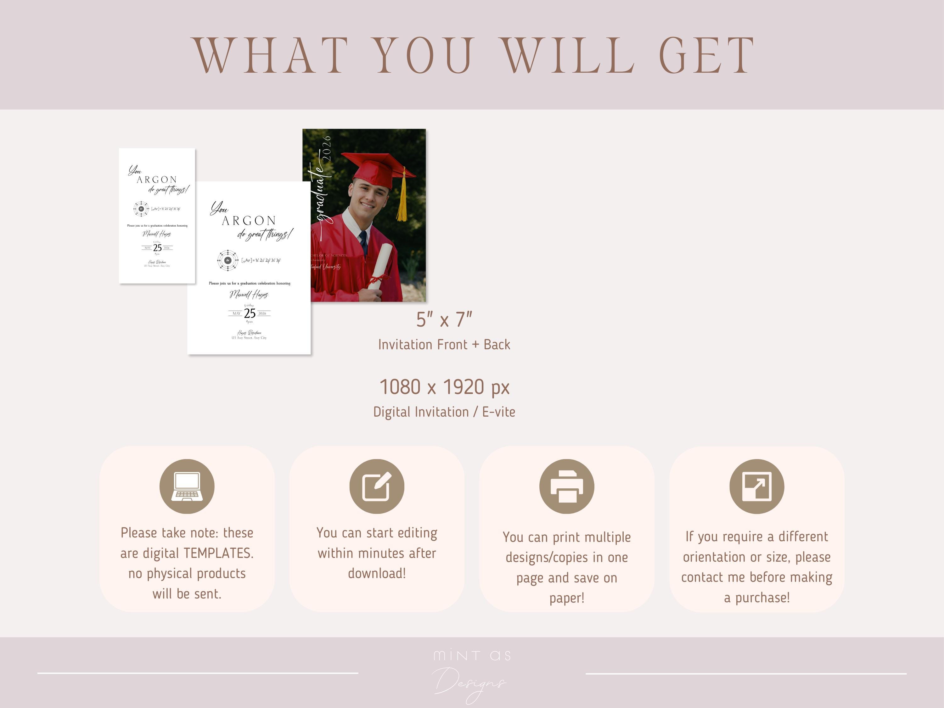 Chemistry Graduation Invitation, Science Grad Party Invite, Bsc ...