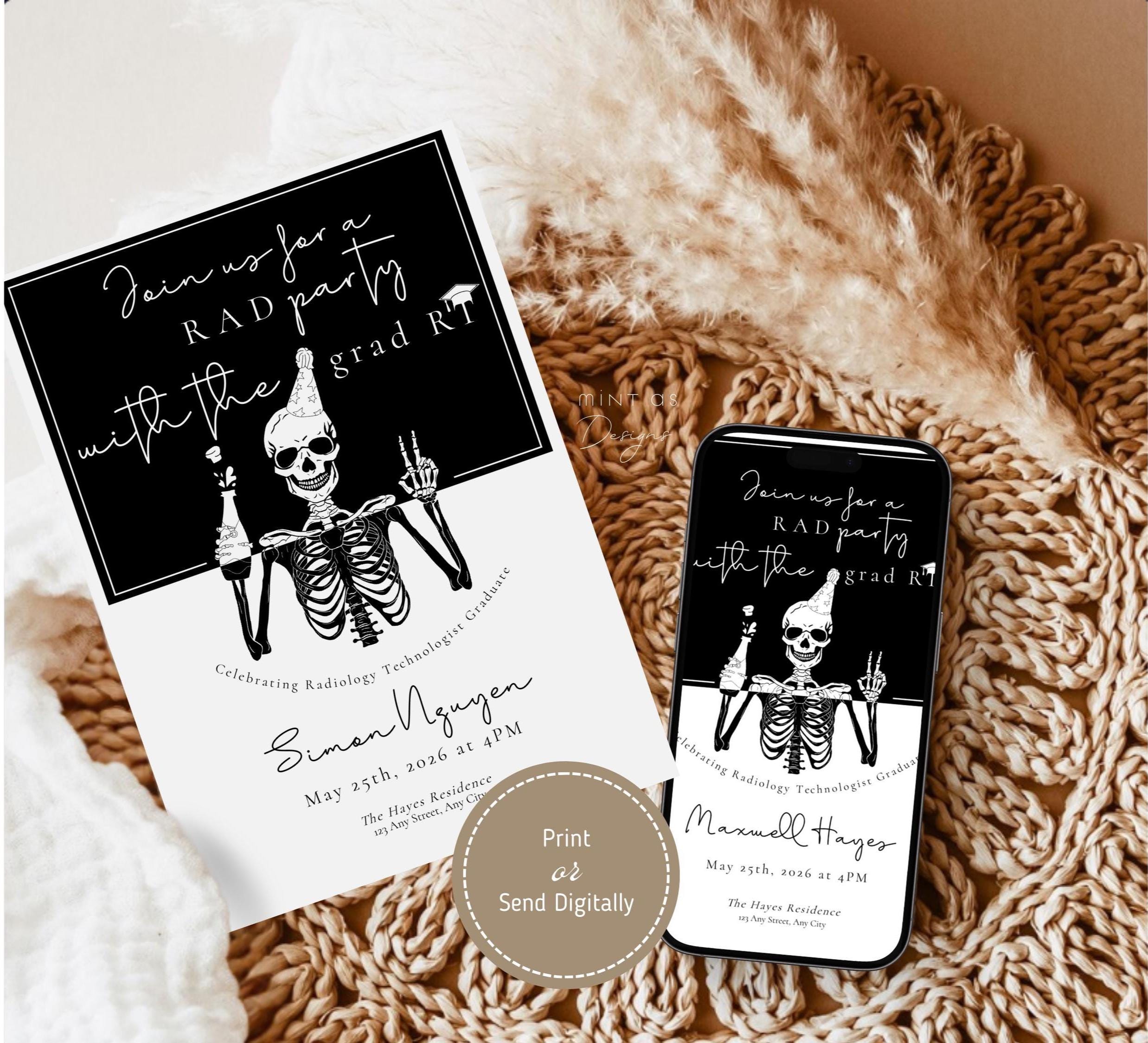 Radiology Tech Graduation Invitation 2026, Funny RT Grad Party Invite ...