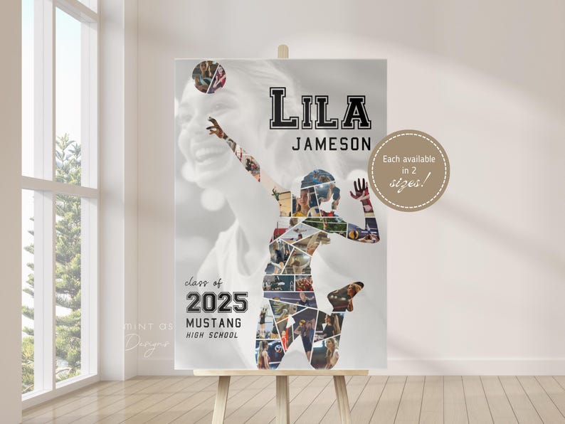 Volleyball Graduation Photo Collage Sign Template | Senior Poster ...